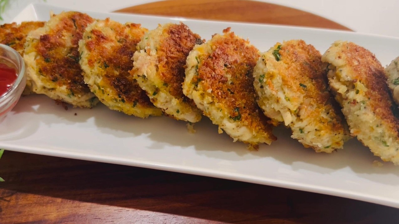 Cheesy Chicken Cakes Recipe - Leftover CHICKEN Recipe - YouTube