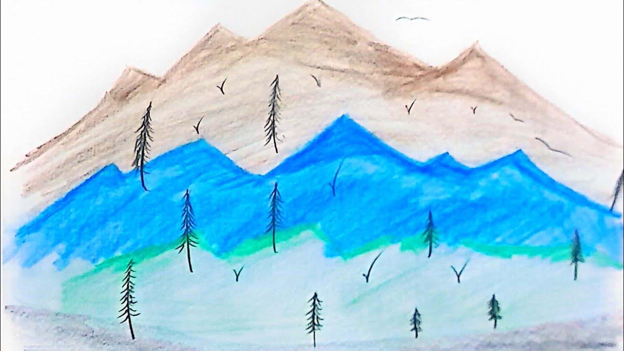 How To Draw Landscape Easy | Landscape Drawing Step By Step Drawing ...