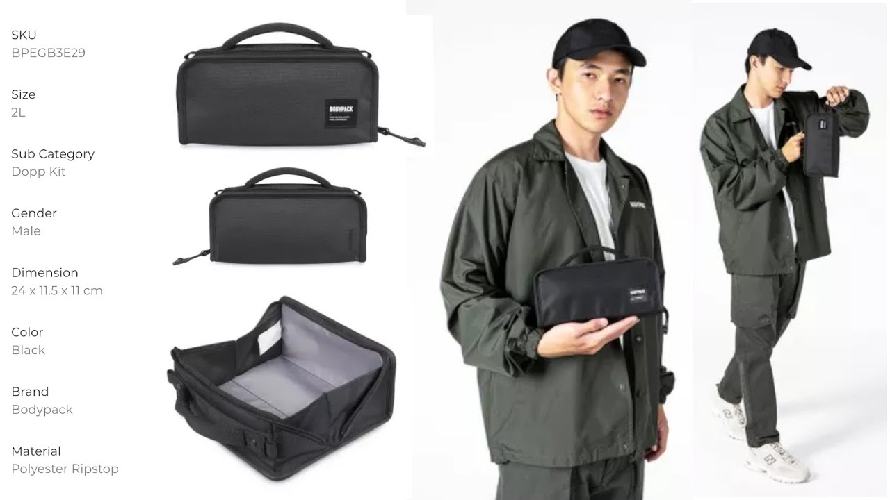 BODYPACK ESCORT DOPP KIT 2L BLACK || 920002091 || TAS BODYPACK 2023 ...