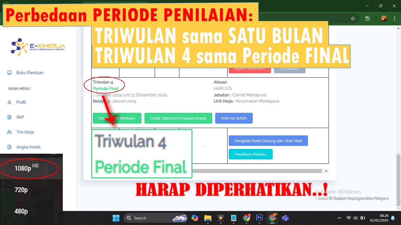 PERIODE PENILAIAN TriWulan | Satu Bulan dan Triwulan 4 dengan Periode ...