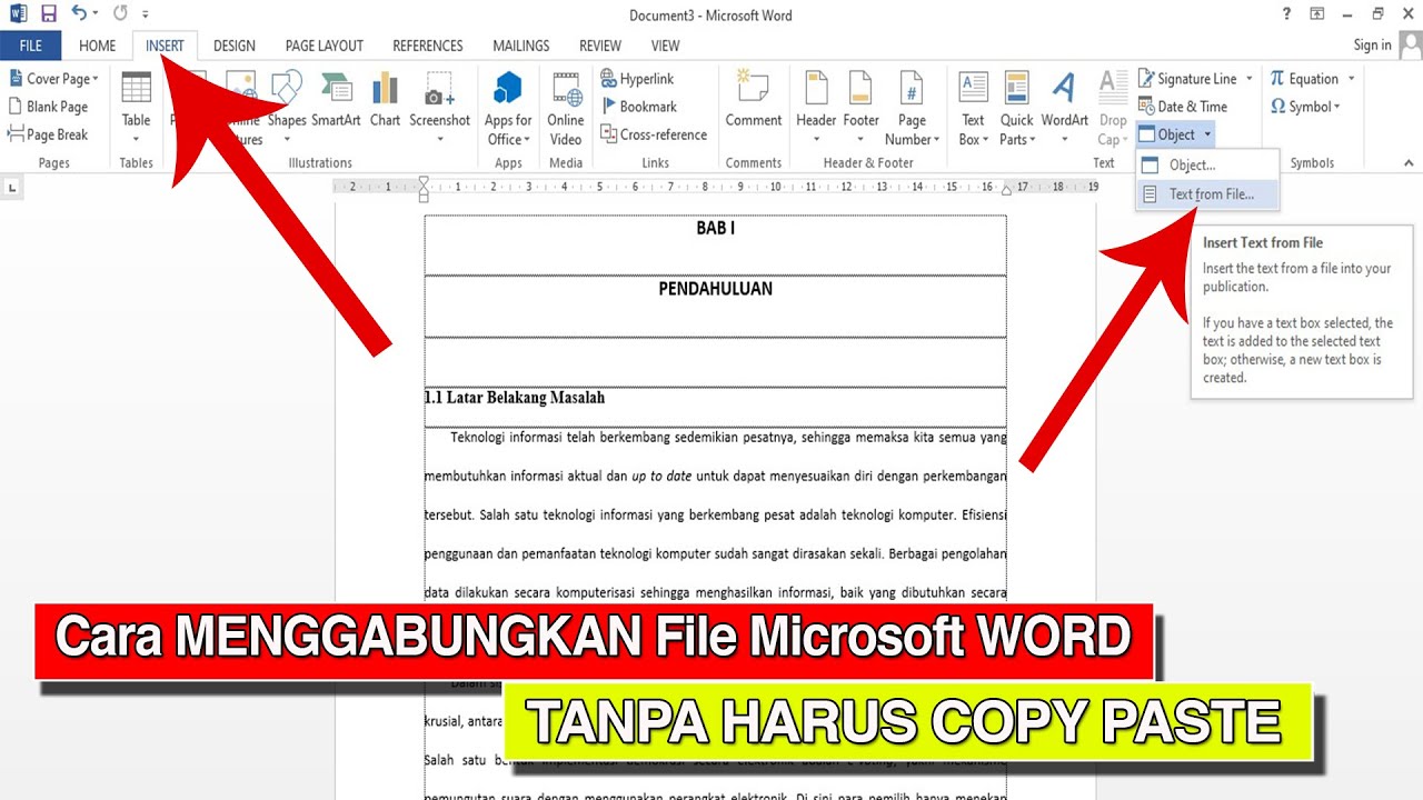 Cara Menggabungkan File Microsoft Word Menjadi Satu | Cara menyatukan 2 ...