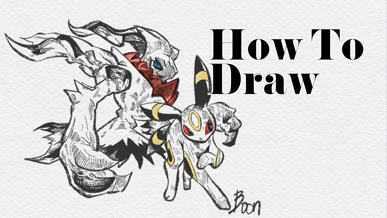 [Pokemon] How to draw Umbreon, Darkrai / 포켓몬 블래키, 다크라이 그리기 - YouTube