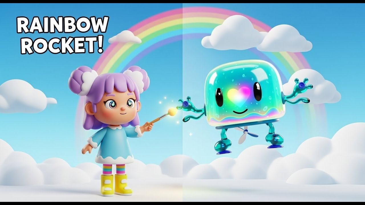 Jelly Robot & The Rainbow Rocket 🌈 Cute 3D Animation for Kids - YouTube