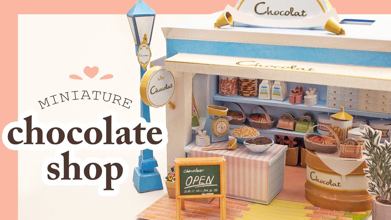 Paper Chocolate Shop Diorama (canon papercraft dollhouse kit) - YouTube