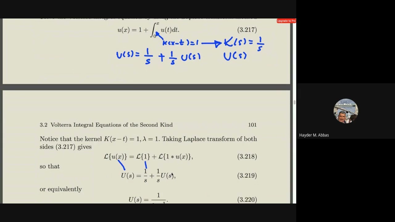 Laplace Transform To Solve Volterra Integral Equations Youtube