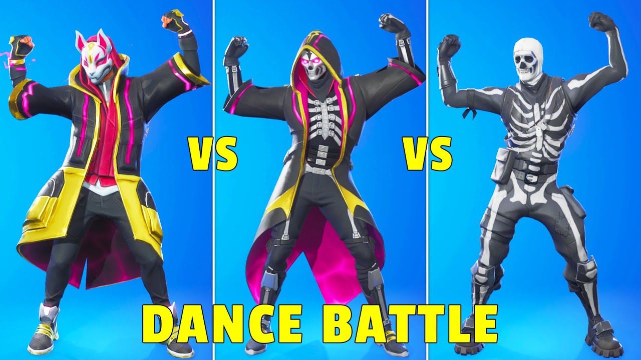 Skulldrifter Vs Skull Trooper Vs Drift In Fortnite Dances Battle Fortnite Og Youtube