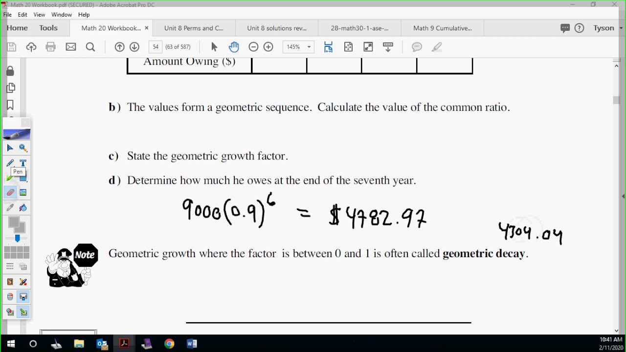 S1 Chapter 1 Lesson 6- Geometric Growth/Decay Math 20 1 - YouTube