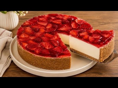 EIN einfaches Rezept für sommerlichen Erdbeerkuchen. Kein Backofen erforderlich.