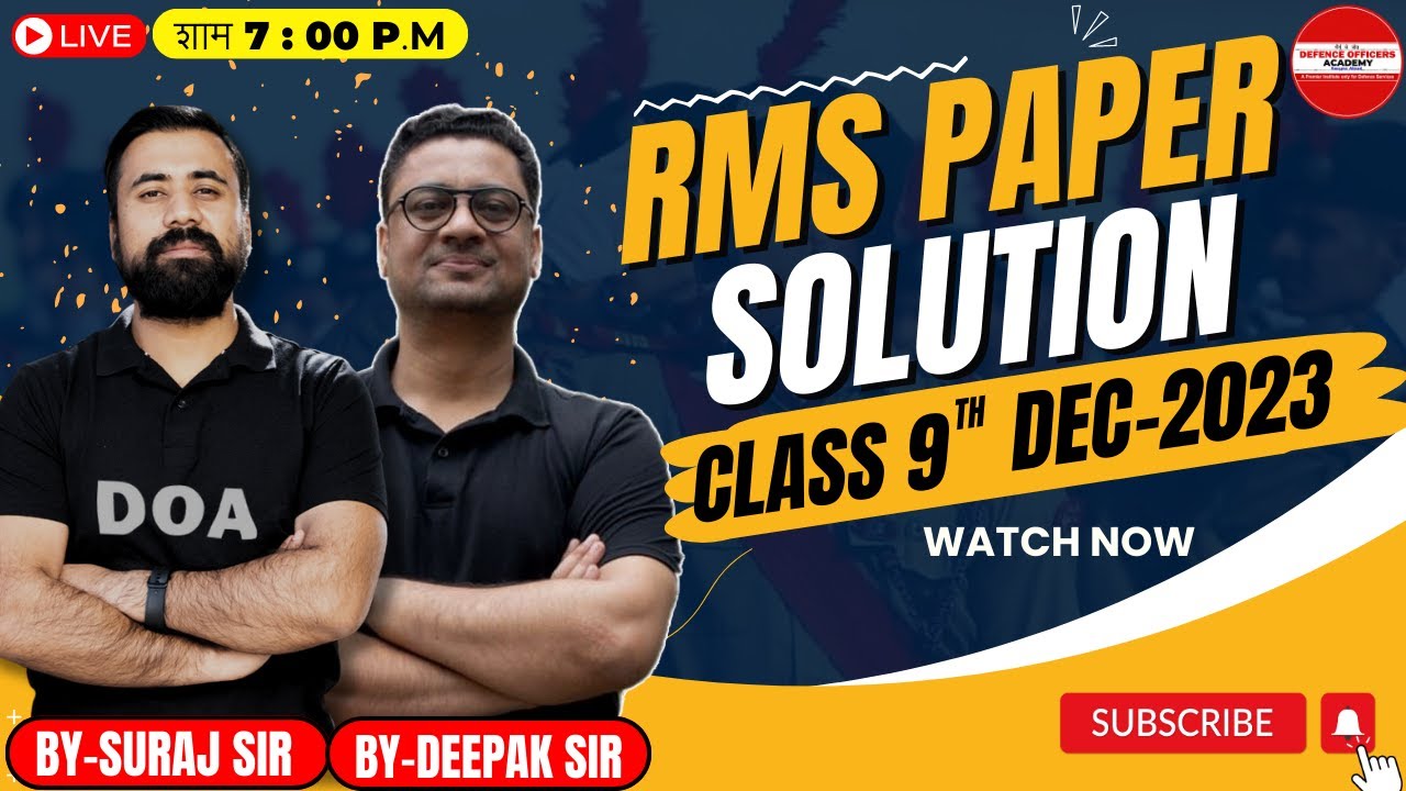 RMS PAPER SOLUTIONS CLASS 9th | Military School classes 9th | Military ...