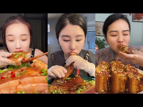 Braised Pork Belly Mukbang | Fatty & Melt-In-Your-Mouth Thick Fatty Pork Belly Extra Juicy & Tender 