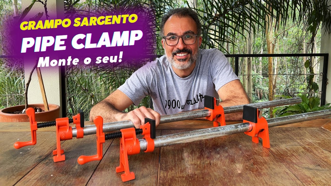 Como montar seu grampo sargento de cano para madeira / Pipe clamp ...