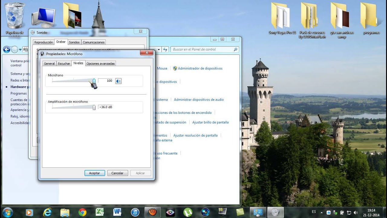 como conectar el microfono a tu pc para windous 7 - YouTube
