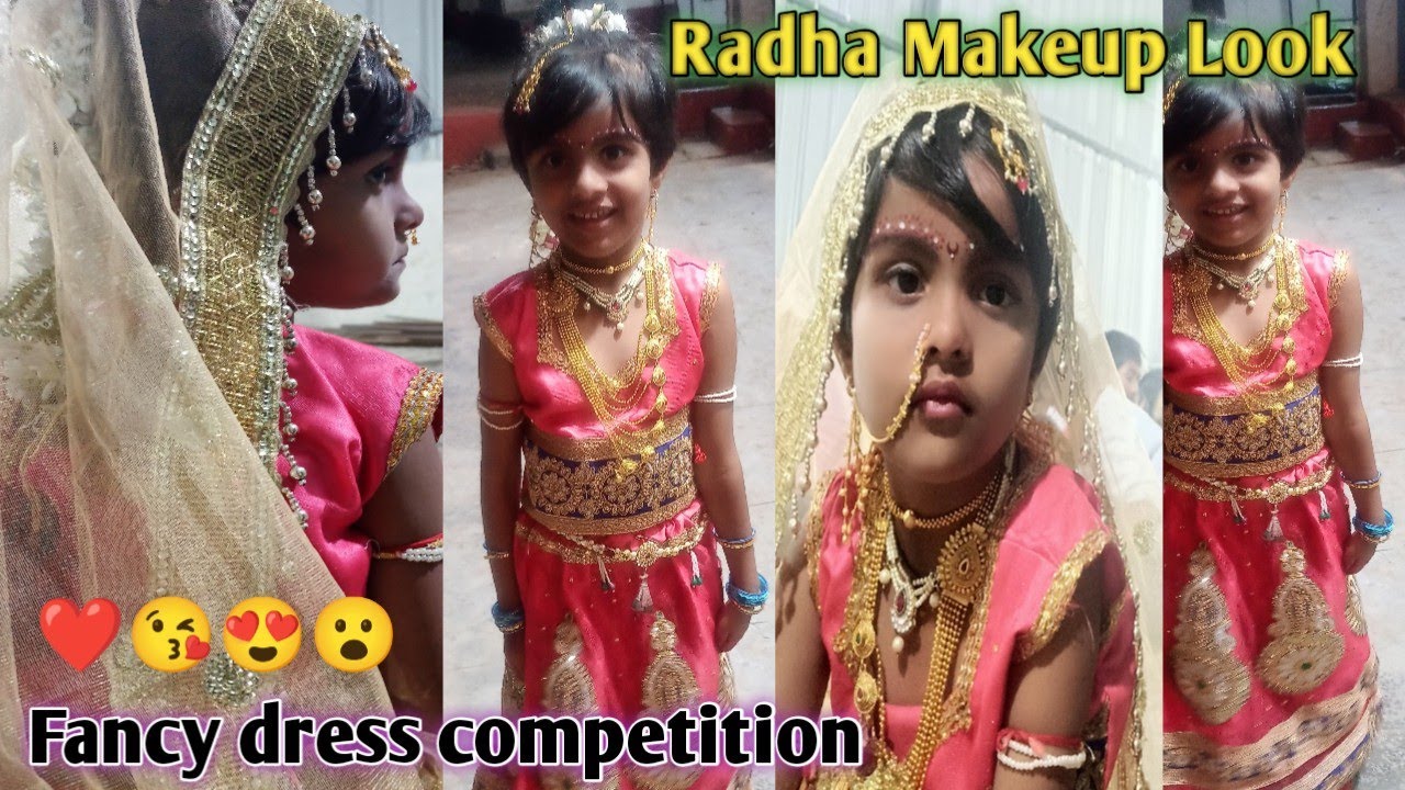 Fancy Dress competition|Radha Makeup Look|माझी लाडुबाई आज राधा बनली आहे ...