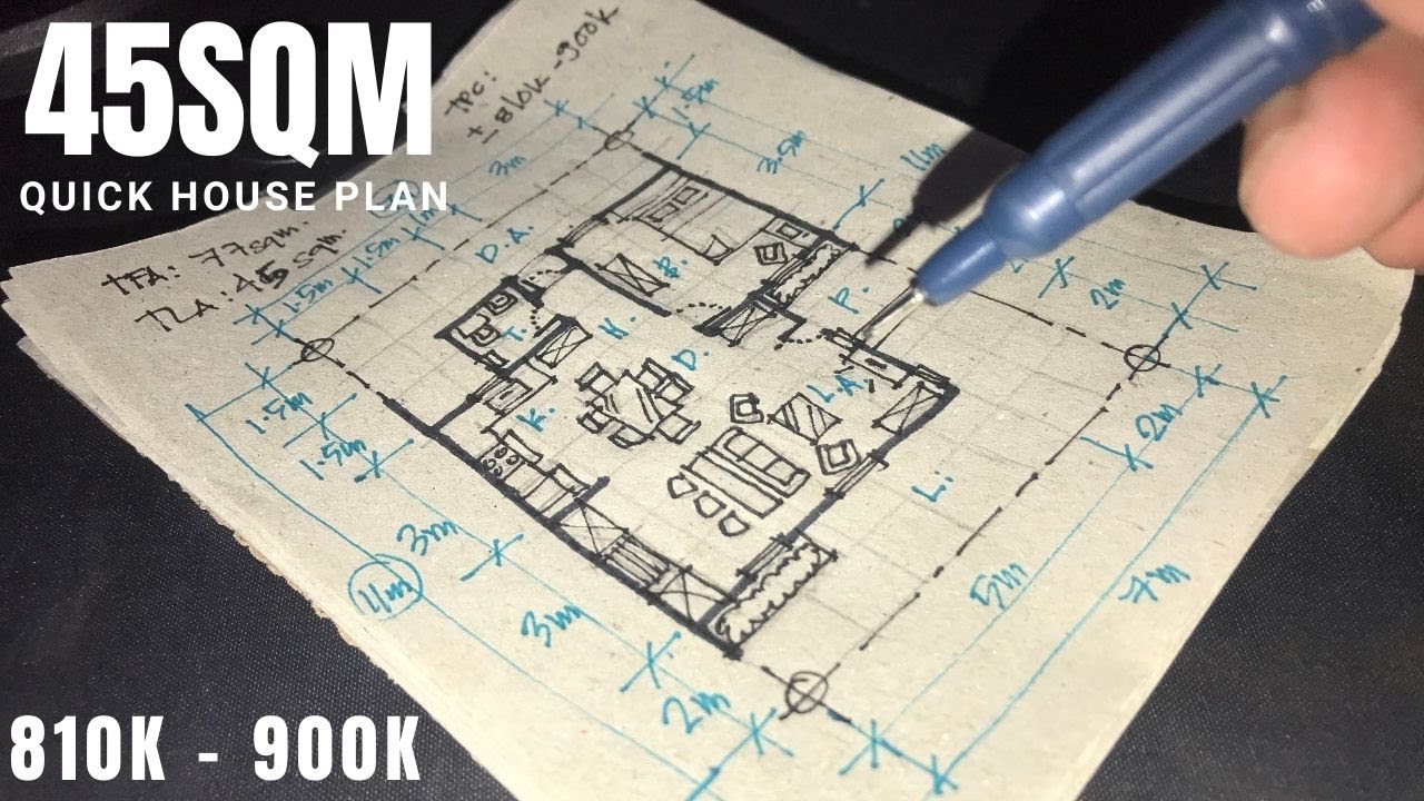 Quick Floor Plan (45 Sqm) - Paggawa ng Plano ng Bahay - YouTube