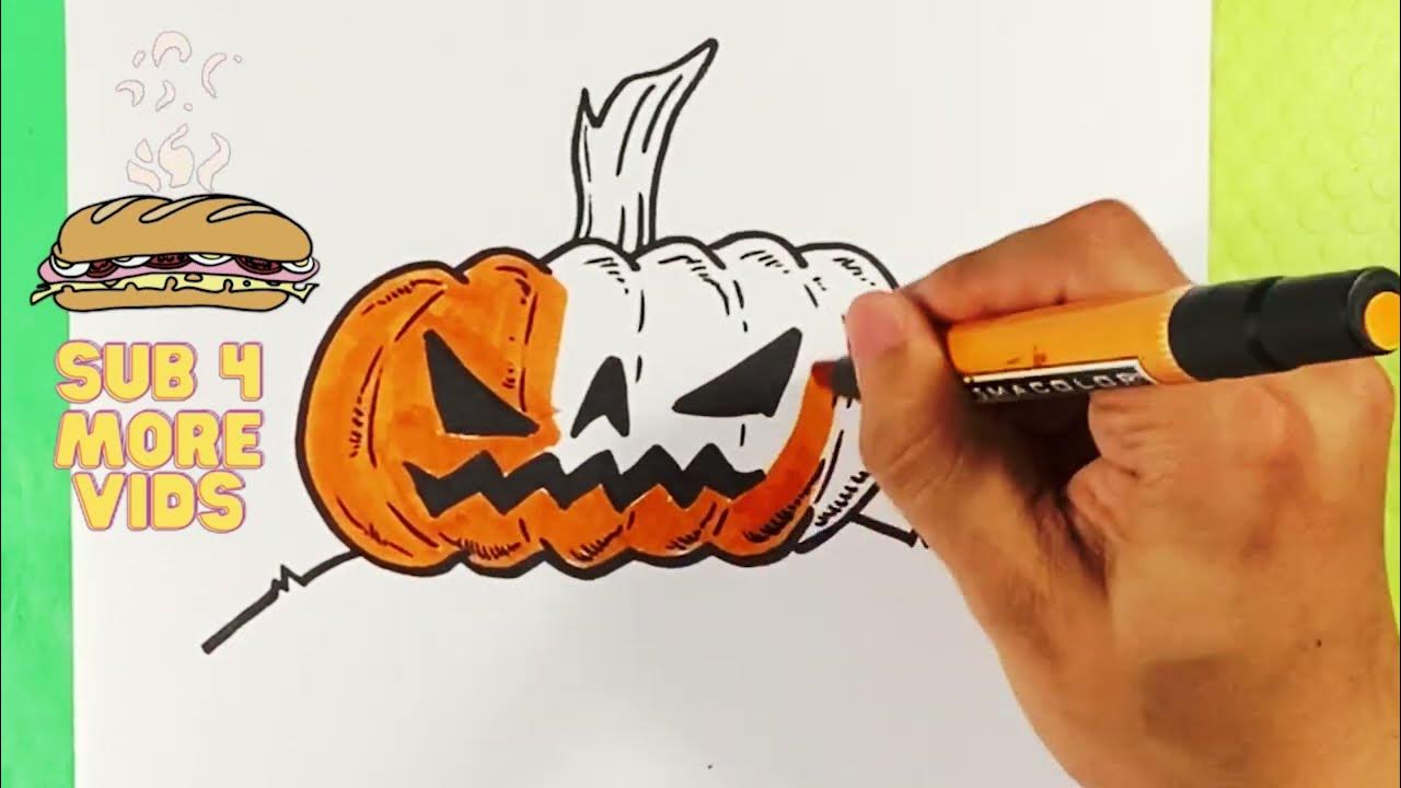 How to Draw a Pumpkin - Halloween Art - YouTube