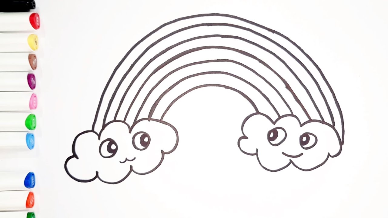 beautiful Rainbow Drawing and Painting Tutorial for Kids | Step-by-Step ...