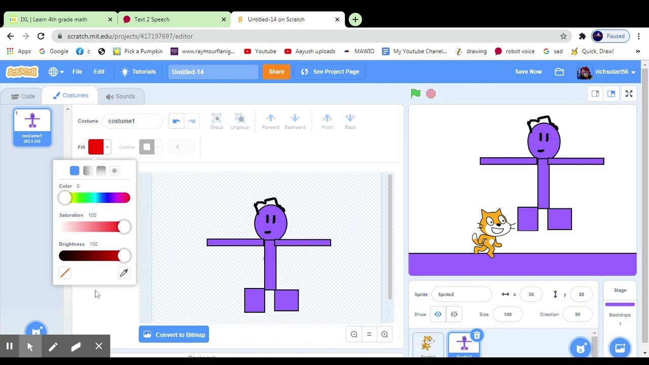 scratch part 2 switching to a different sprite - YouTube