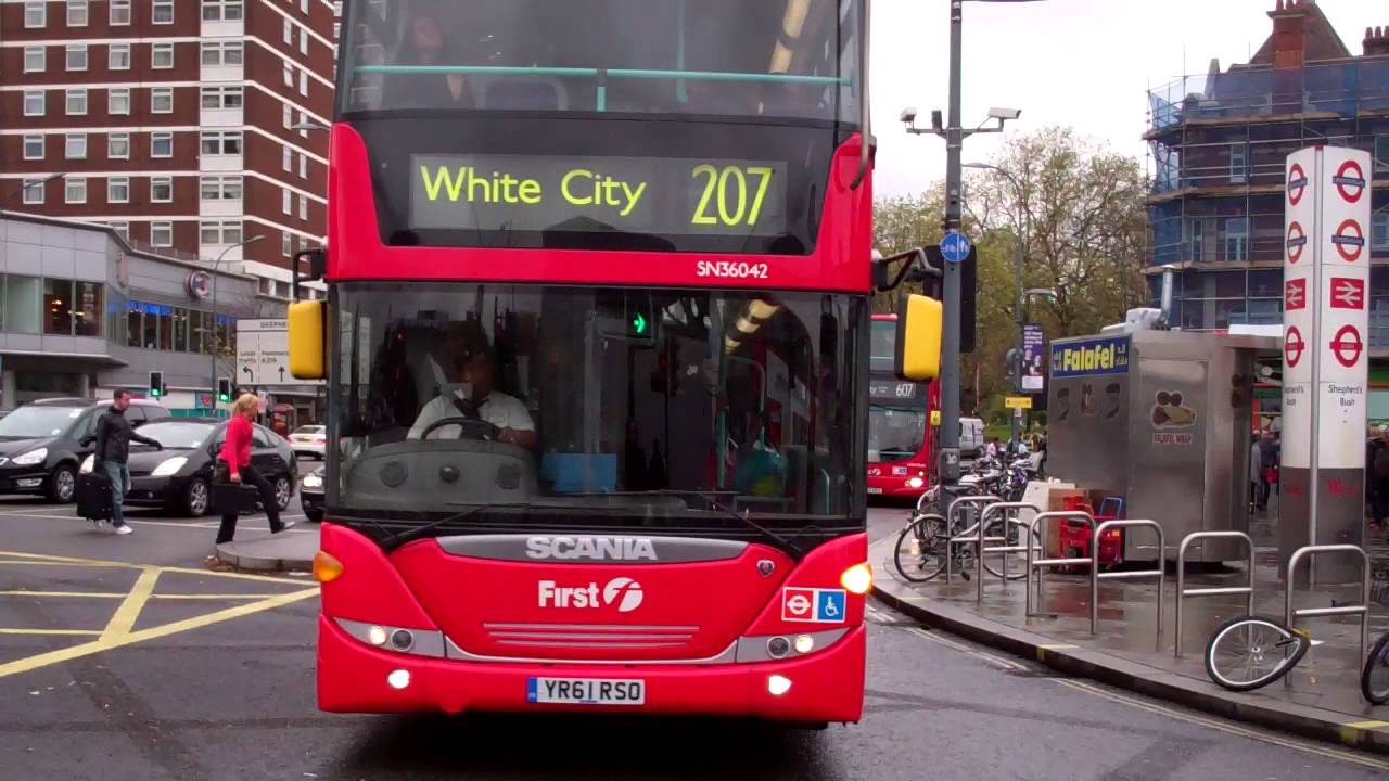 First London Route 207 SN34042 YR61RSO Scania Omnicity - YouTube