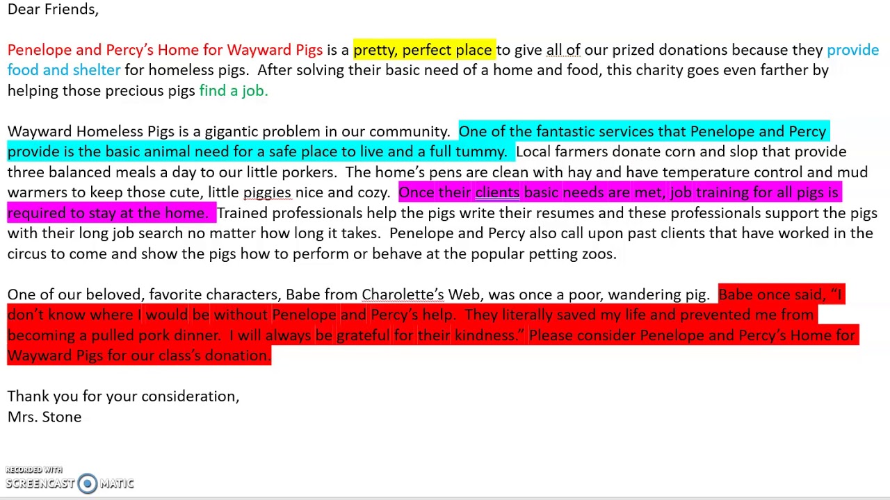 Charity Letter Format with Mrs Stone - YouTube