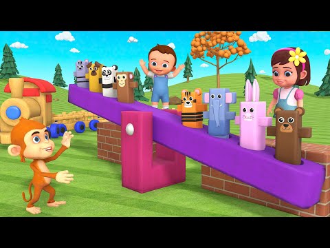 Learn Animal Names with Little Baby Fun Play Color Animals Wooden Balance ToySet 3D Kids Educational