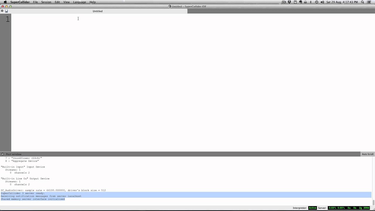 Supercollider Basics, Part 6 - Boot/Recompile Server - YouTube