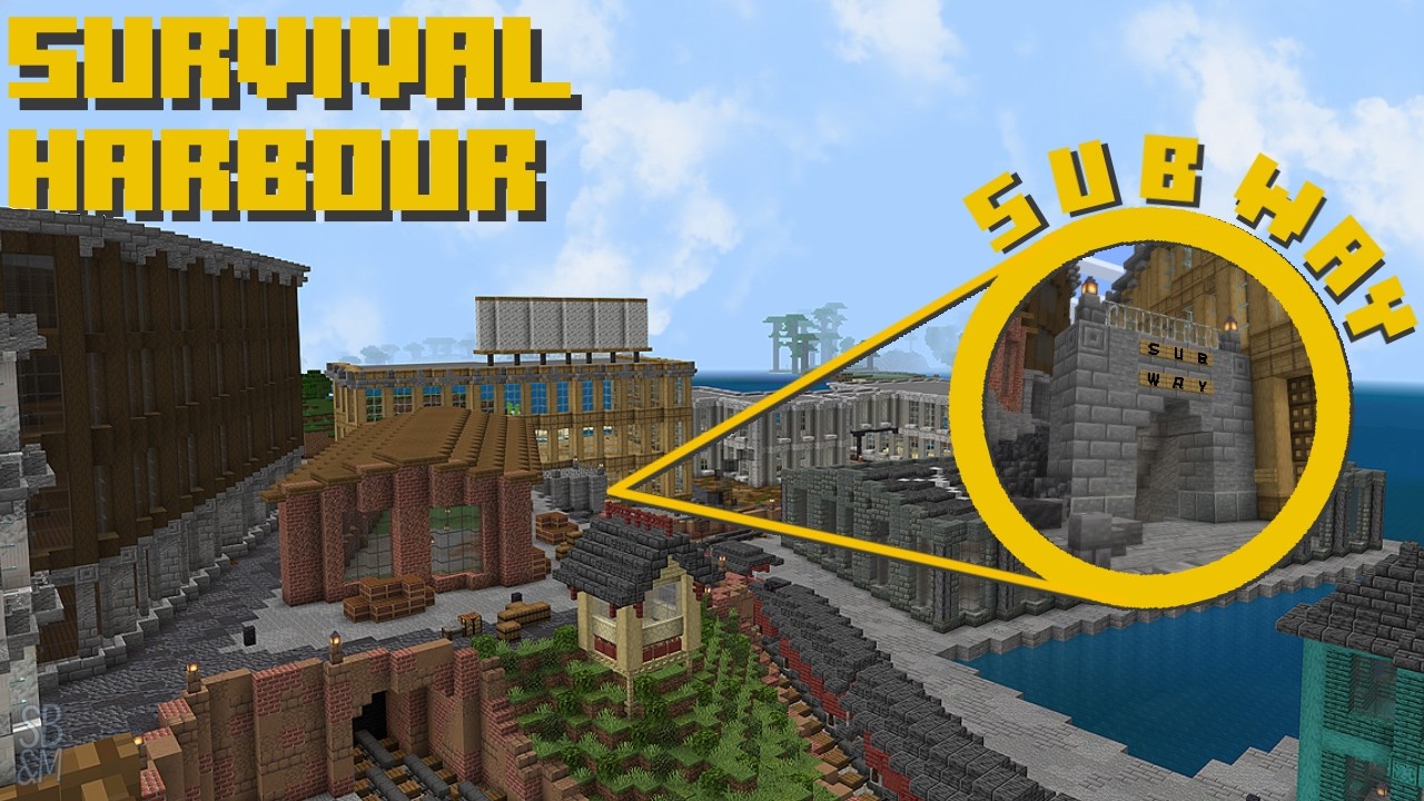 Creating a massive City Harbour in Survival Minecraft - YouTube