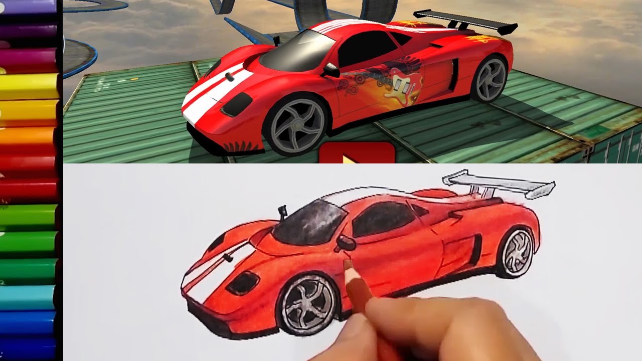 Drawing Car from Game - Impossible Stunt Car Tracks 3D - YouTube