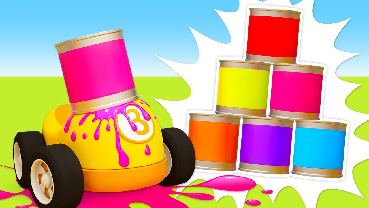 Racing cars at the repair shop. Helper Cars cartoon for kids. Crane ...