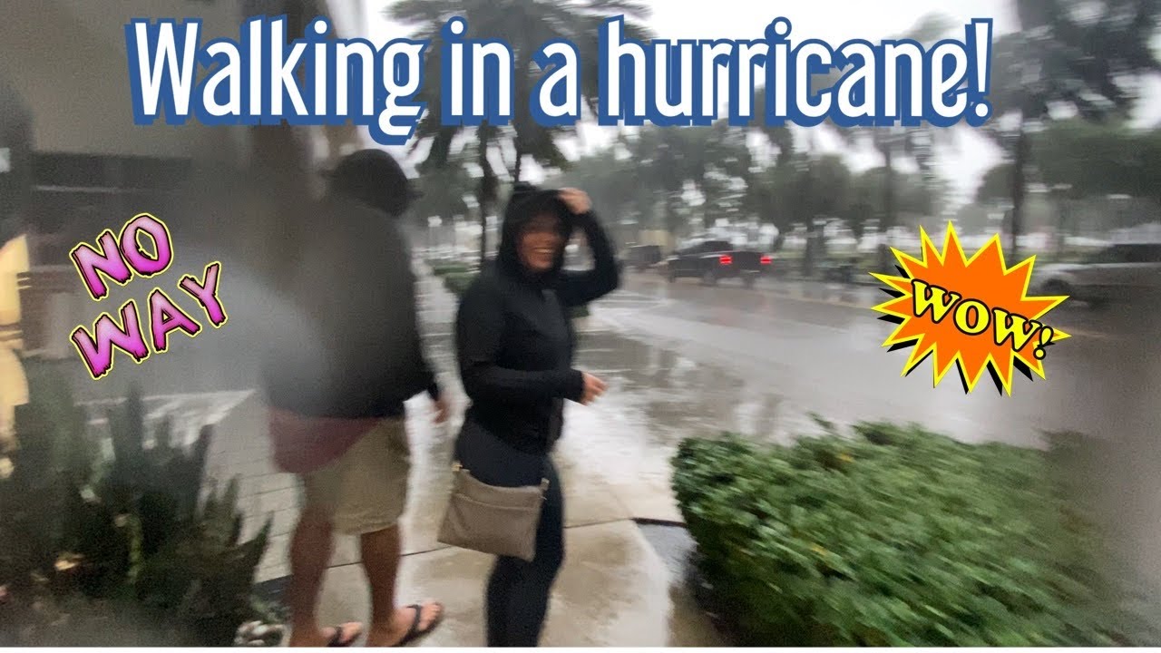 Miami Florida. Walking in the middle a hurricane! - YouTube