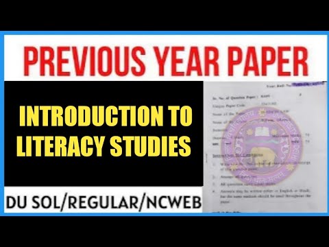 Introduction to Literacy Studies Previous Year Important Question Paper ...