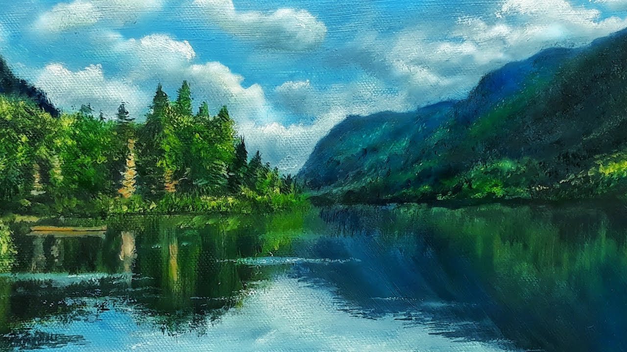 Painting techniques of Water Reflection Easily in Acrylic Paint | Step ...