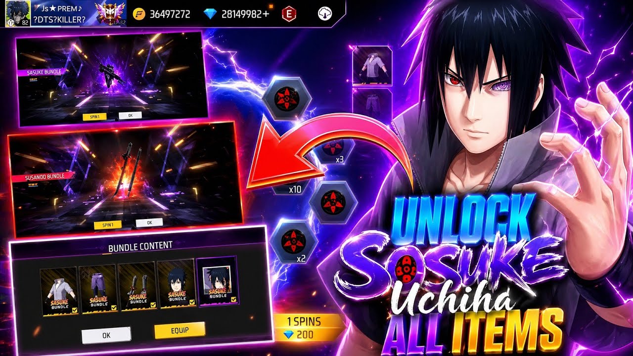 SASUKE RING EVENT FREE FIRE 🤯NEW SASUKE BUNDLE SPIN | NEW SASUKE RING ...