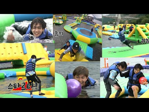 BTS with Game:Taking the ball on the water!. RM,JK,JIN-VS-JM,SG,V ..So ...