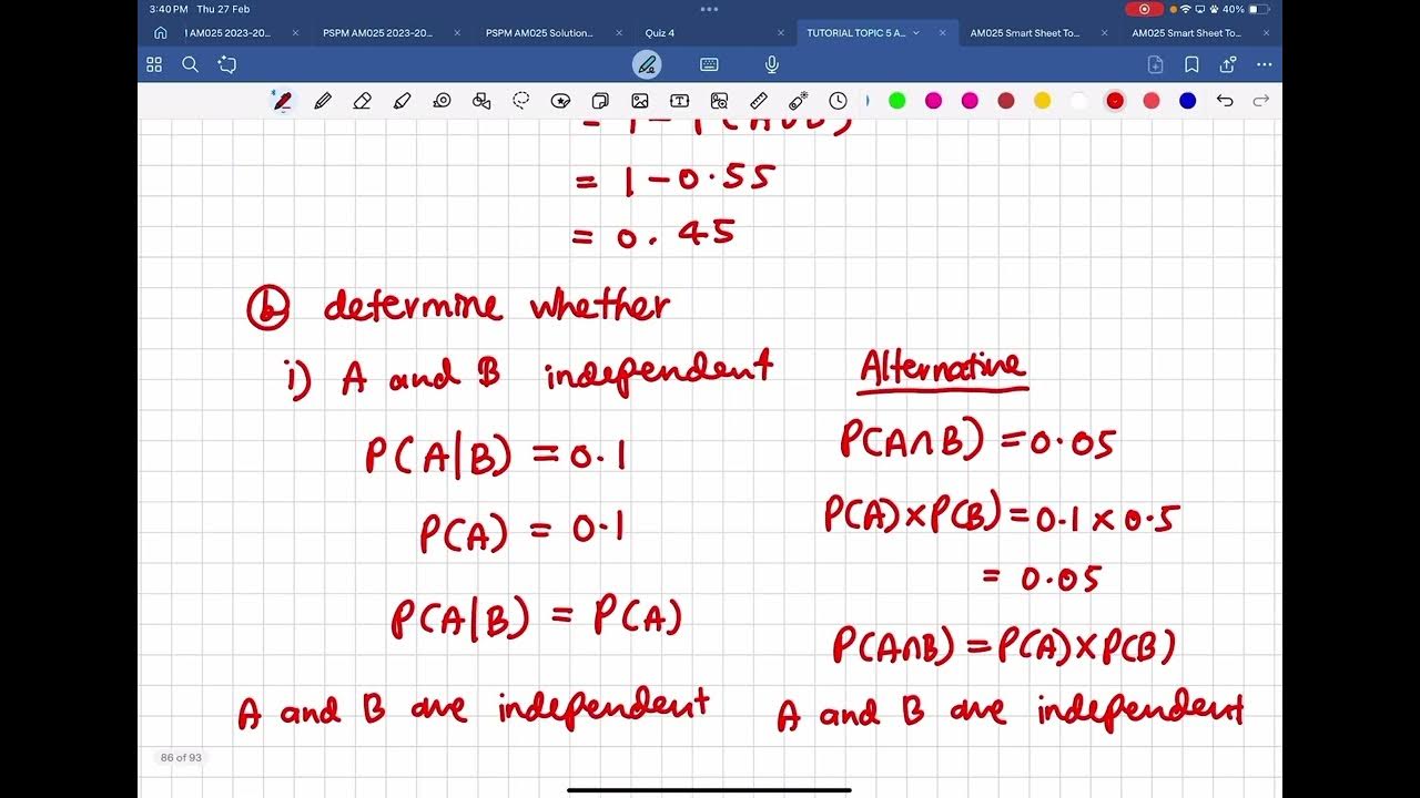 Probability | Determine Independent Event Mutually Exclusive ...