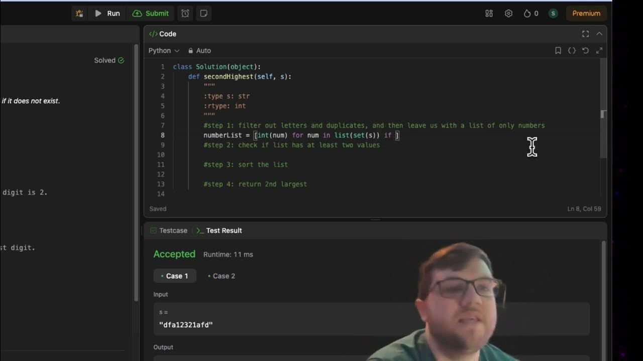 Second Largest Digit in a String LeetCode Problem 1796 - YouTube