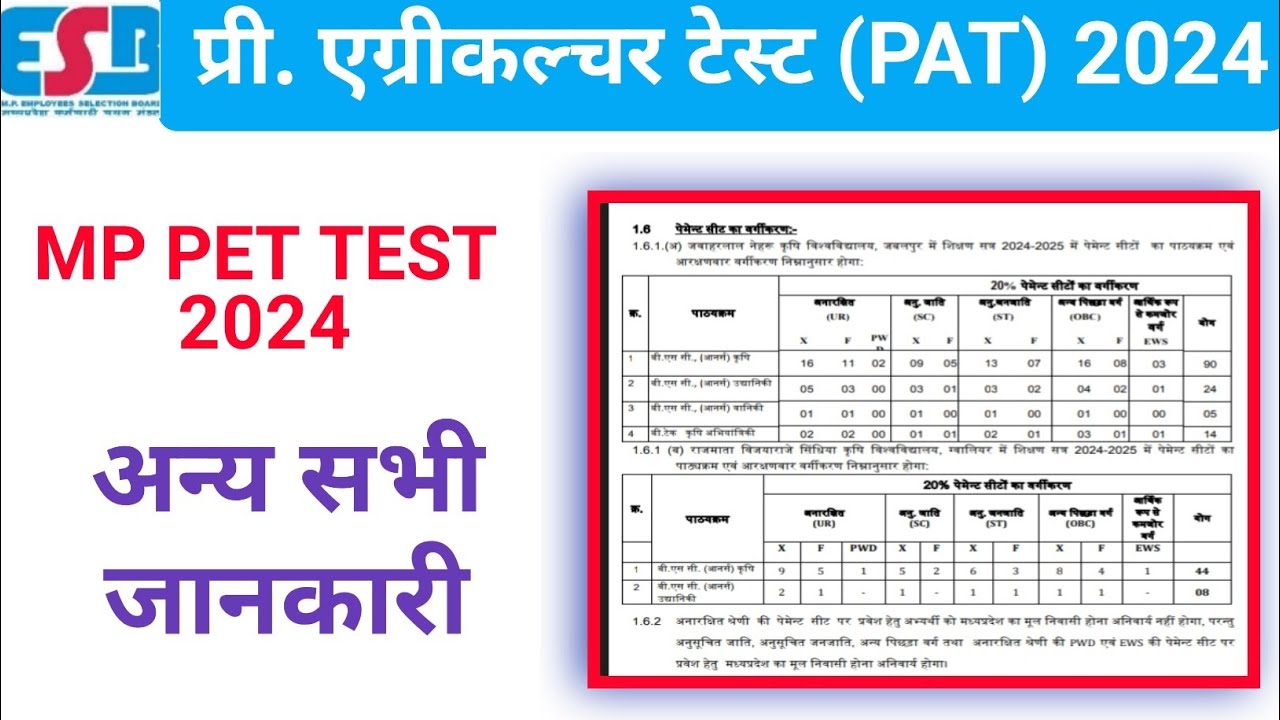 ESB pet admission form 2024 | MP pet application form 2024 | MP pre ...