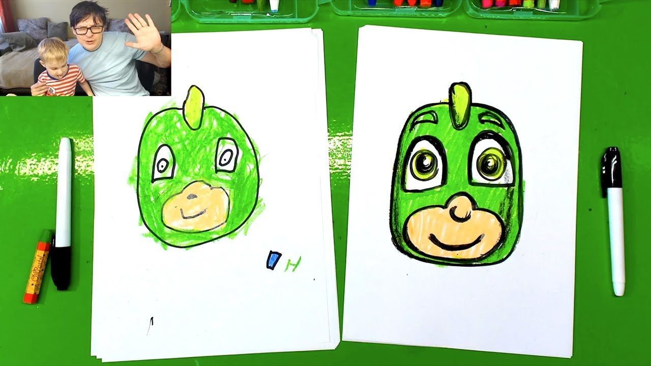 How to draw PJ Masks Gekko Disney Junior Doodles - YouTube