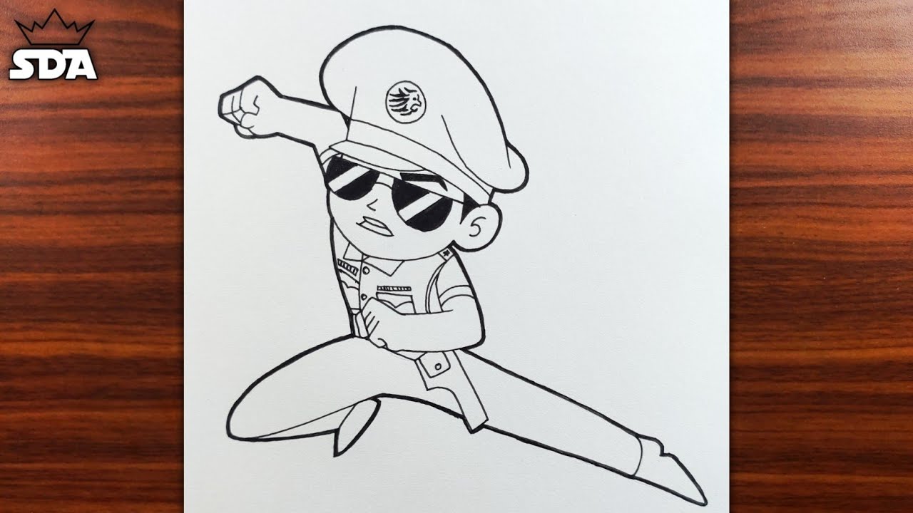 How to Draw little Singham desh ka sipahi - Step By Step Easy - YouTube