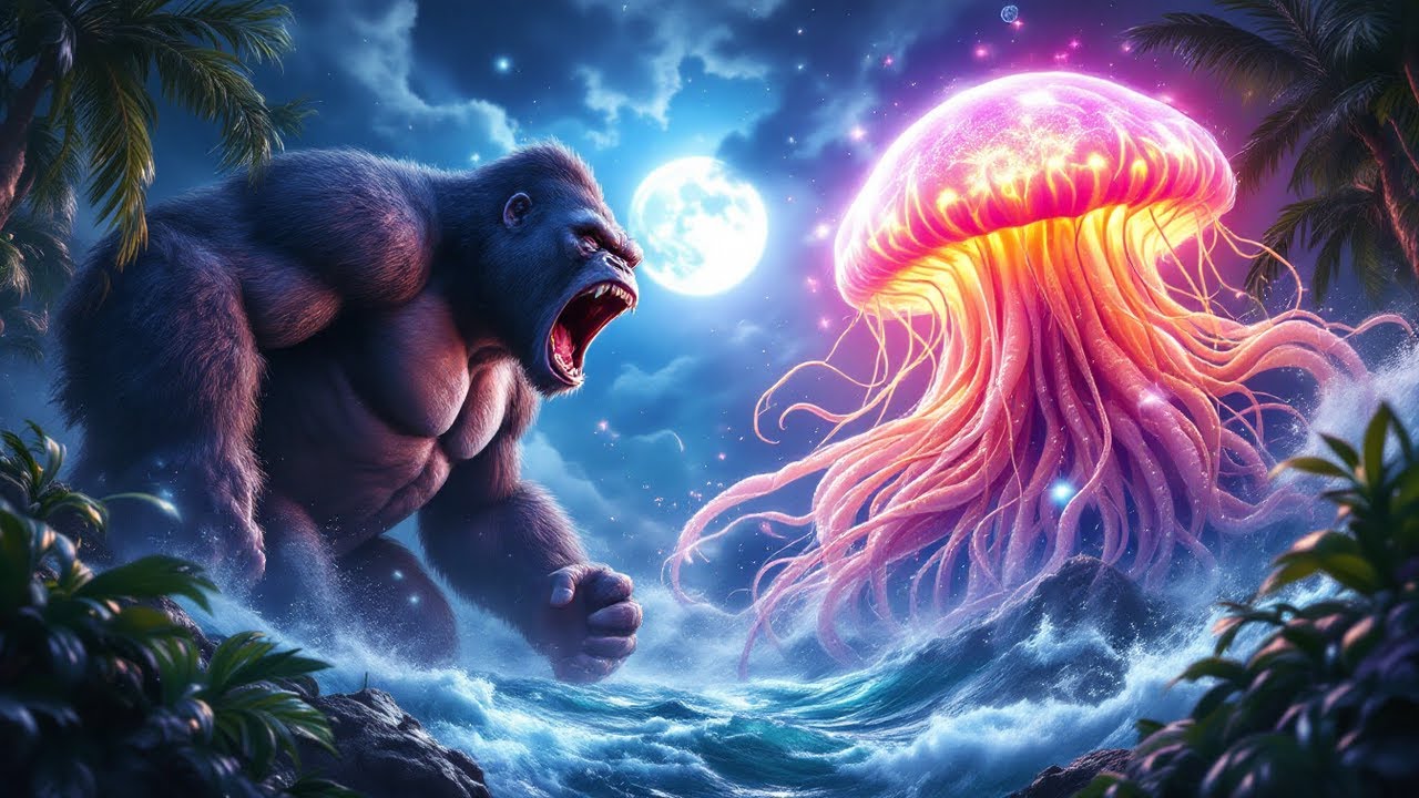 King Kong vs Giant Jellyfish Epic Battle of Strength and Survival in ...
