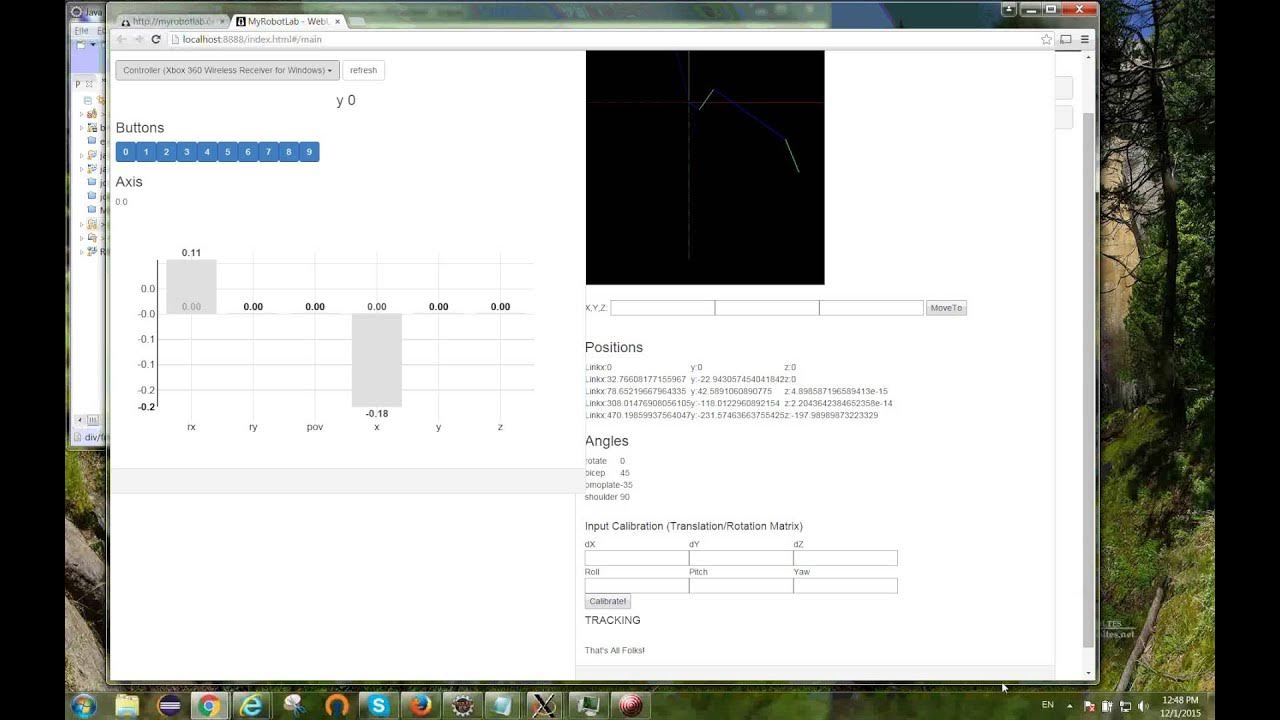 Joystick control of Inverse Kinematics in MyRobotLab - YouTube