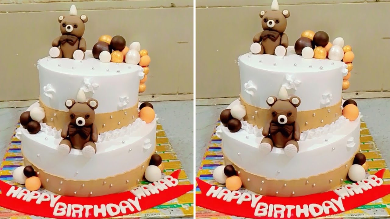 2 Tier Teddy Bear Birthday Cake | 1st Birthday Cake | 2 Tier Cake ...