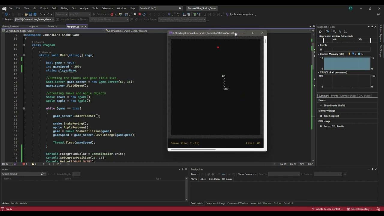 C# Snake Console Game (Command Line) - YouTube
