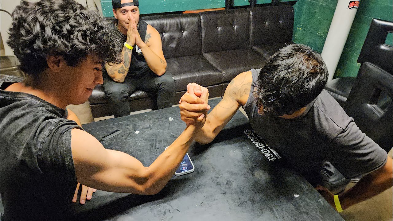 Arm wrestling band members for their spot - Chlorine Interview - YouTube