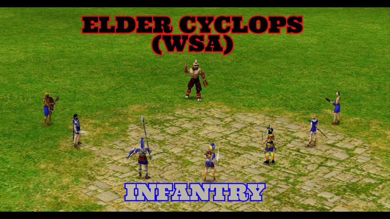 Age of Mythology Elder cyclops(wsa) vs infantrymen - YouTube