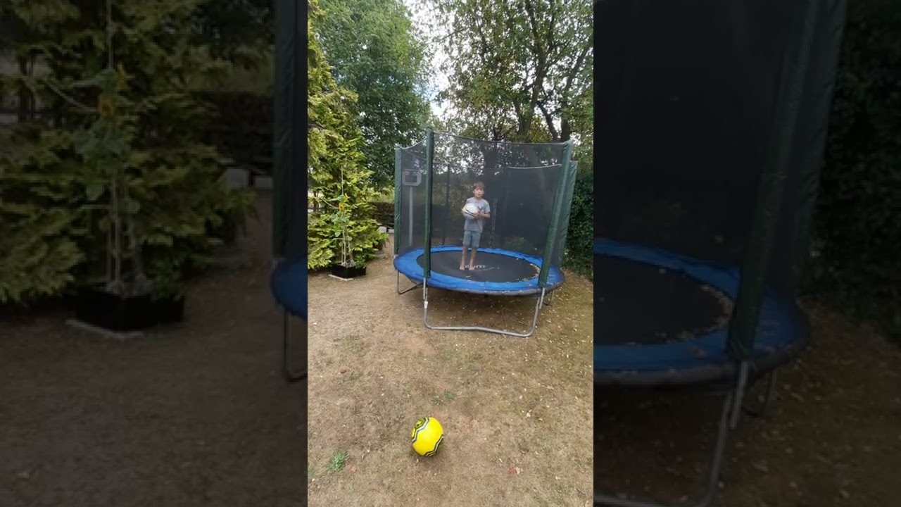 Trampoline football headers - YouTube