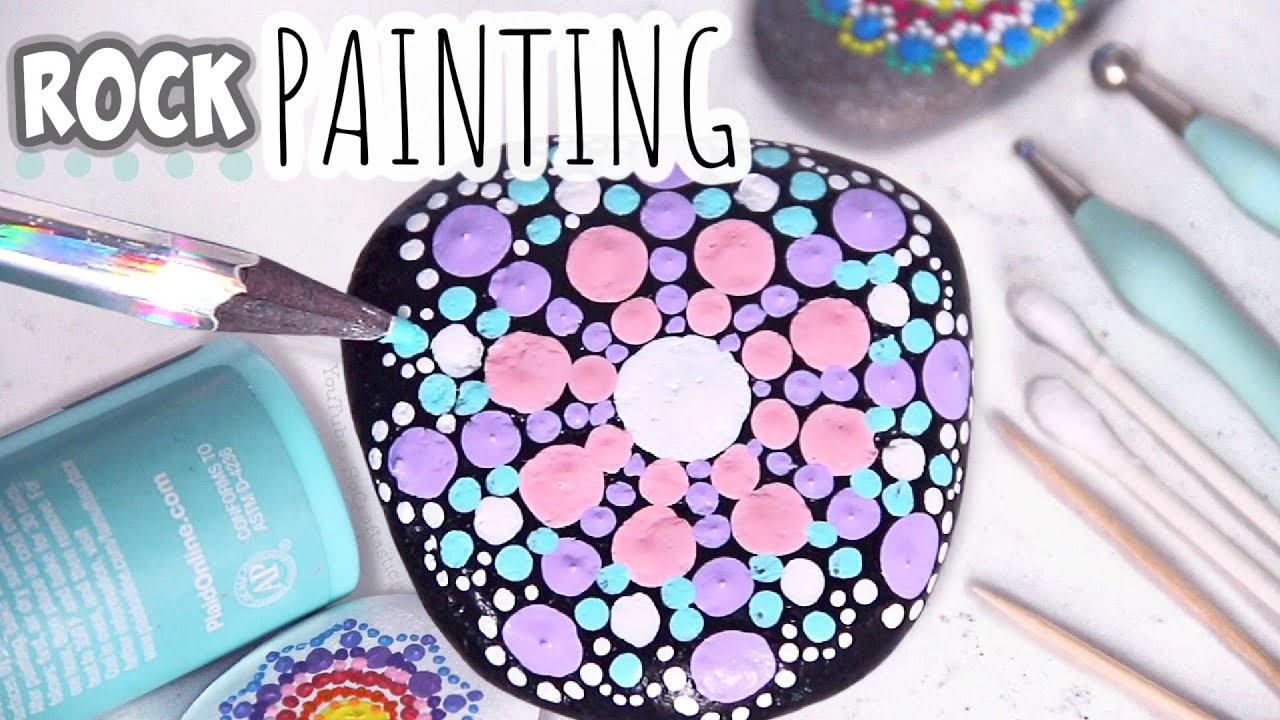ROCK PAINTING - Easy Dot Mandala (So Relaxing!) - YouTube