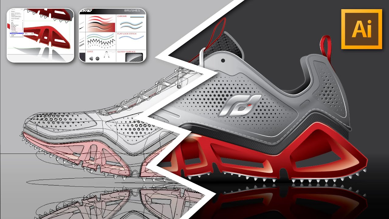 Rendering a SNEAKER using only Adobe Illustrator Vectors - Amazing ...