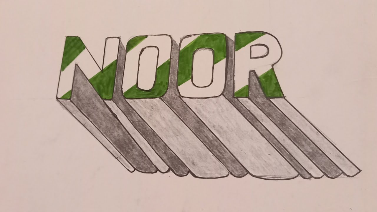 Noor || How to write noor in 3d handwriting || 3d name writing - YouTube