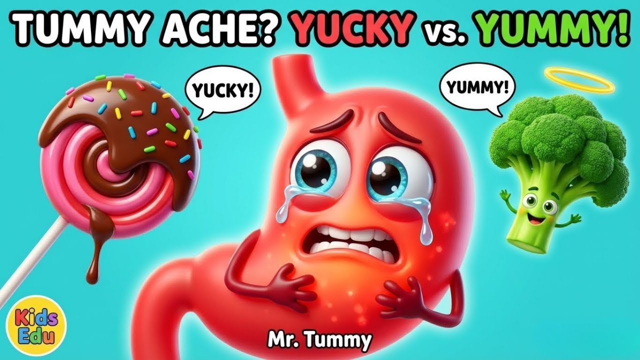 Yummy or Yucky 🥦🍭 The Tummy Ache Song (Healthy Food Game) - YouTube