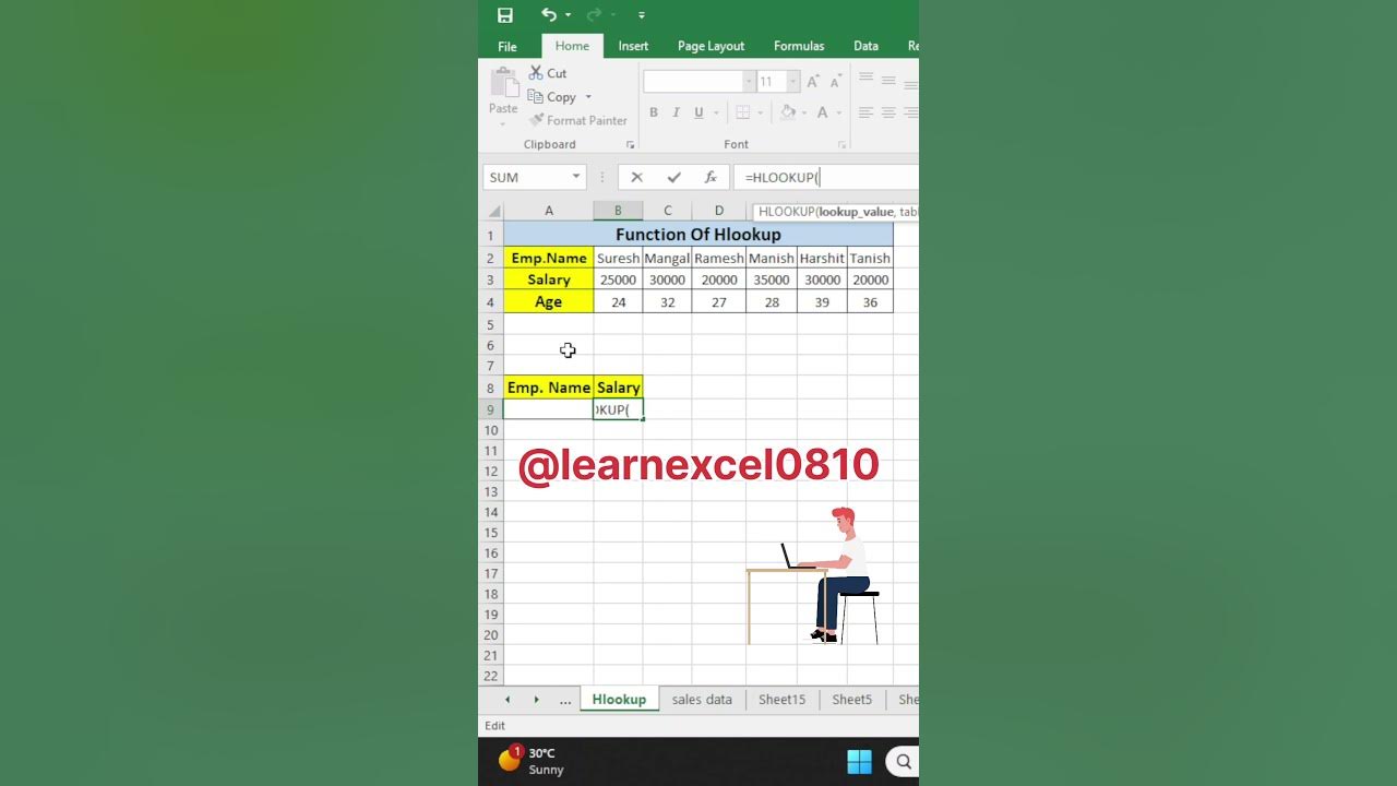 Hlookup in Excel#excelforjob #excelhacks #exceltricks @LearnExcel0810 - YouTube